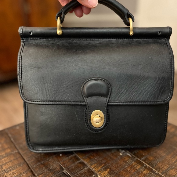 Coach | Bags | Vintage Coach Black Leather Compartment Case Top Handle ...